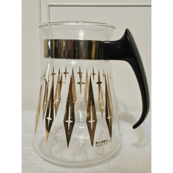 Pyrex | Kitchen | Vintage Pyrex Made In Usa Gold Diamond Glass Coffee ...